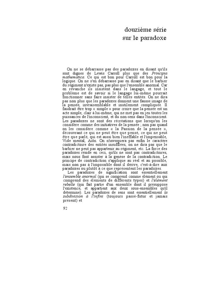 12e Série - Sur Le Paradoxe | PDF | Paradoxe | Sens commun