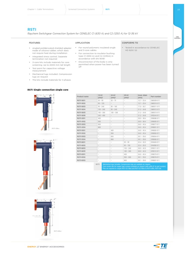Raychem Switchgear Connection System IEC | PDF | Electrical Connector ...