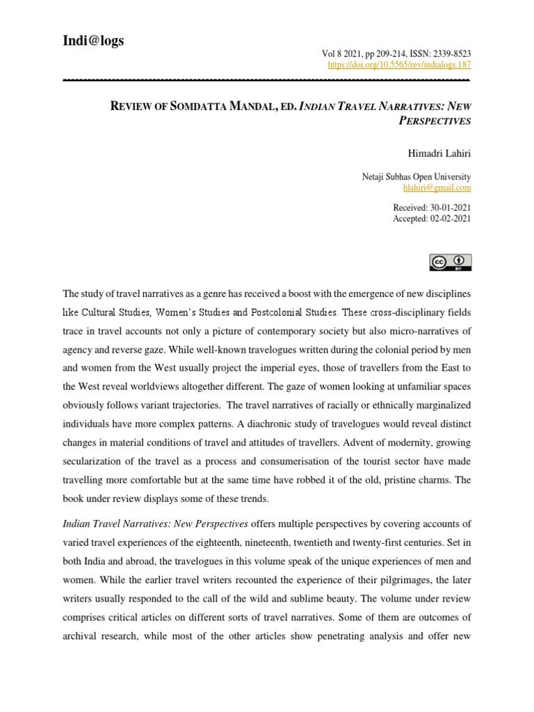 Indian Travel Narratives New Perspective | PDF | Travel Literature ...