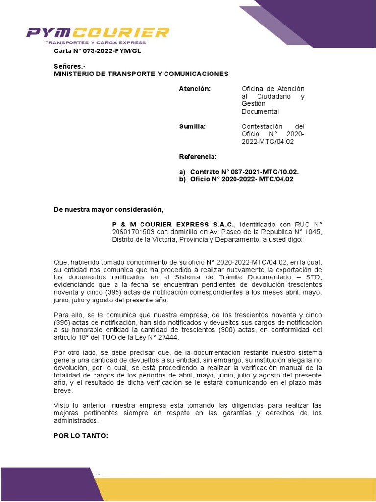 Carta Al MTC | PDF | Gobierno | Justicia