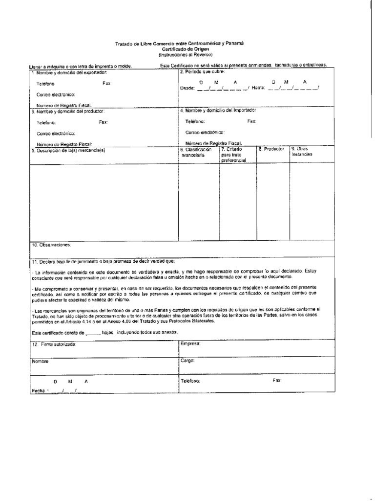 Certificado de Origen TLC CA-Panamá | PDF Certificado de Origen TLC CA-Panamá | PDF