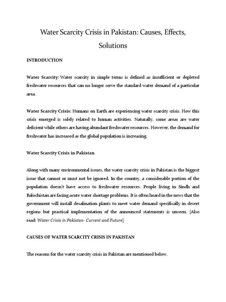 Water Scarcity Crisis in Pakistan | PDF | Water Scarcity | Water