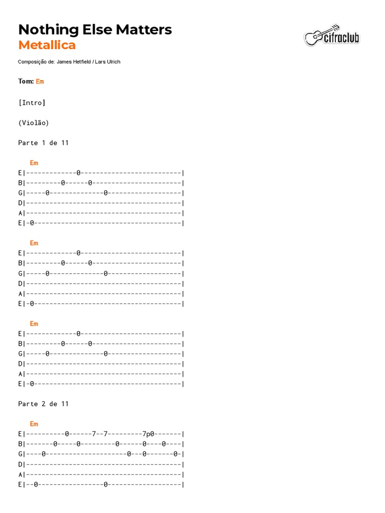 Acordes de "Nothing Else Matters" | PDF