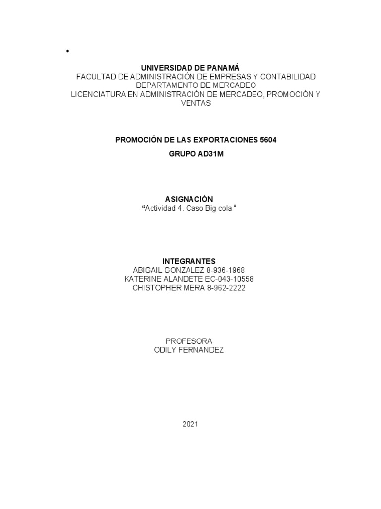 Actividad 4. Caso Big Cola. | PDF | Marketing | Microeconomía