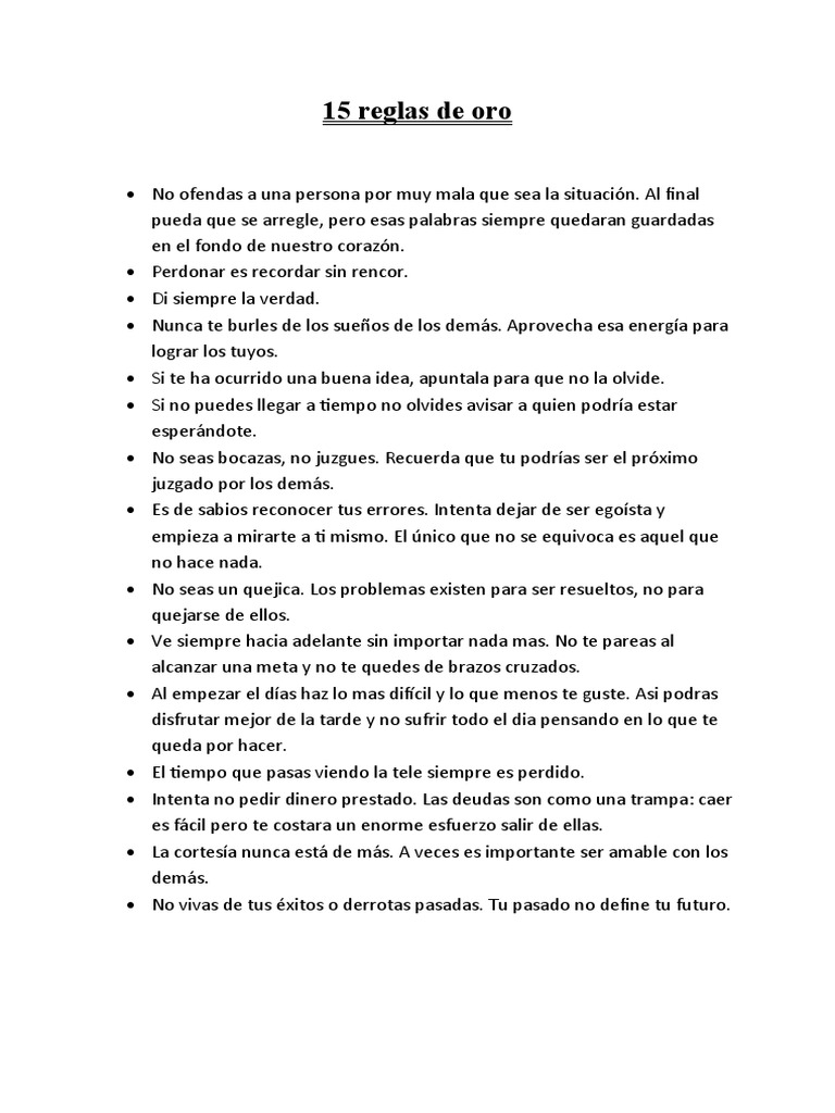 15 Reglas de Oro | PDF | Ciencias sociales