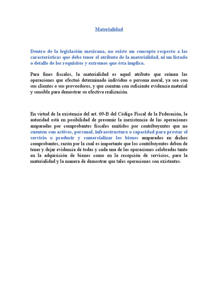 Materialidad Fiscal | PDF