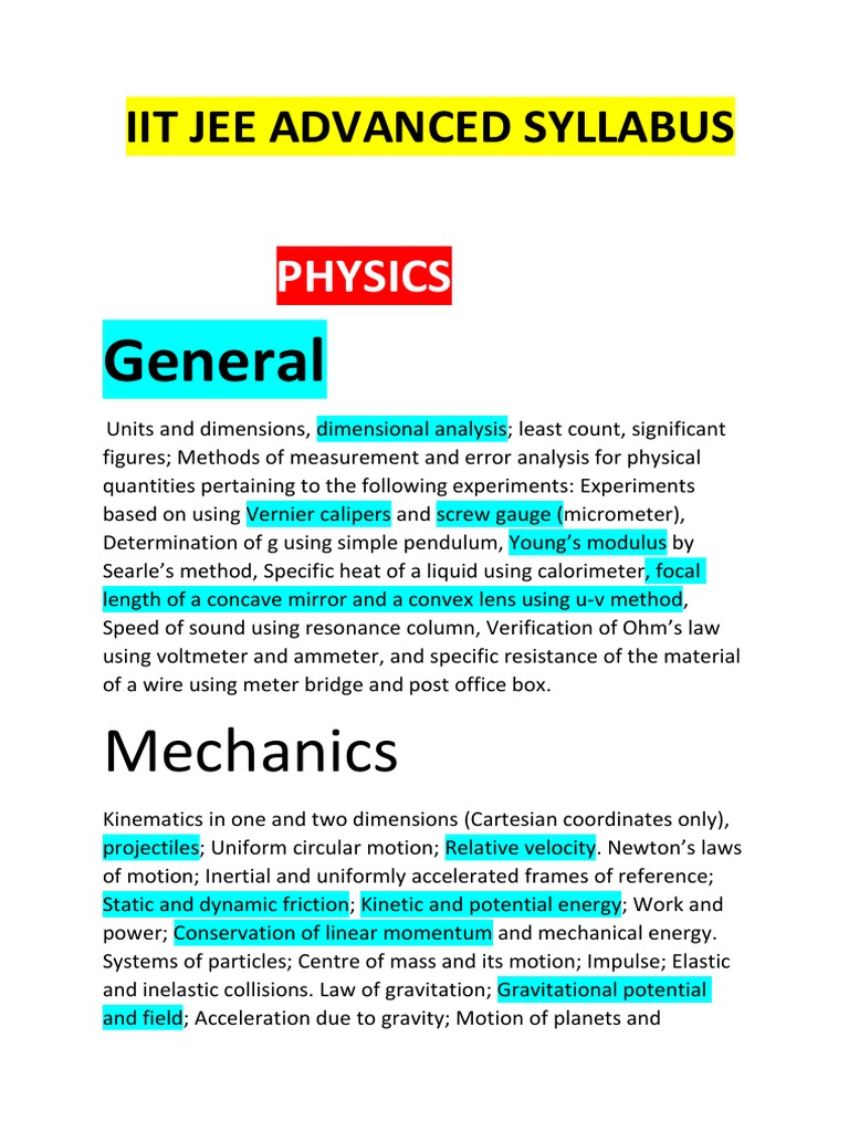 IIT JEE Advanced Syllabus Overview | PDF | Function (Mathematics ...