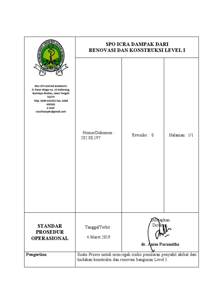 Sop Icra Dampak Renovasi Dan Konstruksi | PDF
