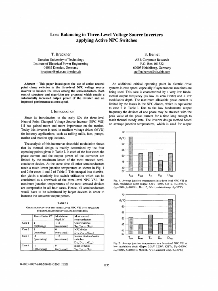 Loss Balancing in Three-Level Voltage Source Inverters Applying Active ...
