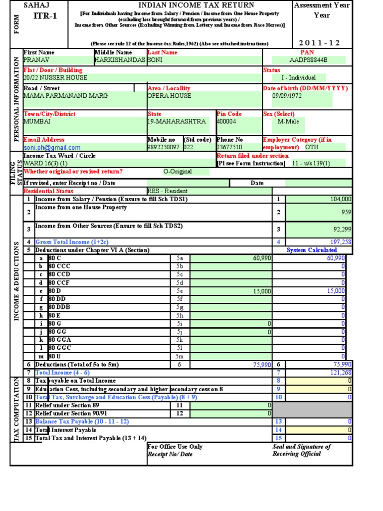 Gross Total Income (1+2c) 4: System Calculated | PDF | Tax Refund | Tax ...