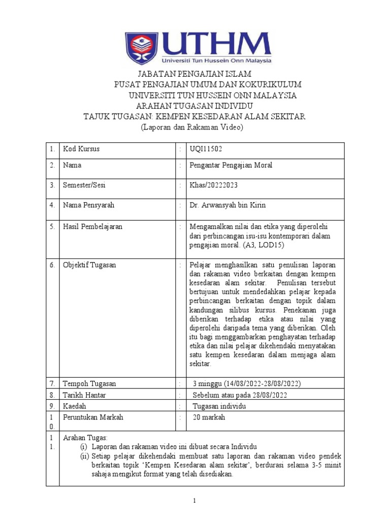 Panduandanarahantugasan2 28individu 29 | PDF