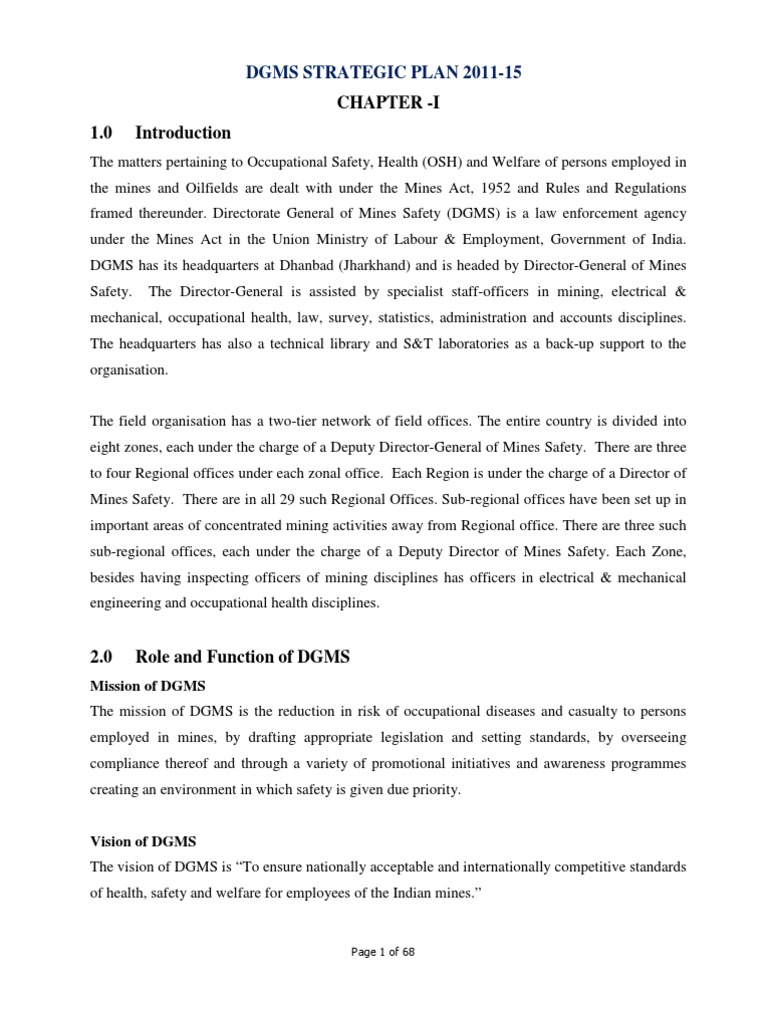 Dgms Strategic Plan 2011 | PDF | Occupational Safety And Health | Mining