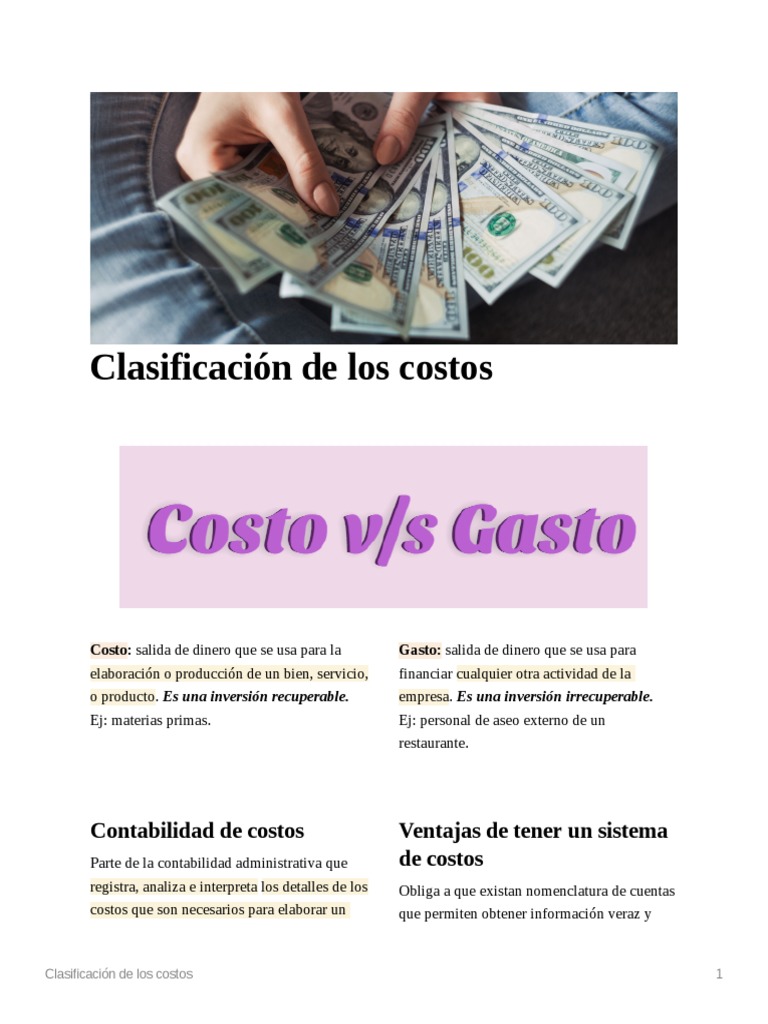 Clasificacion de Los Costos | PDF | Business | Contabilidad
