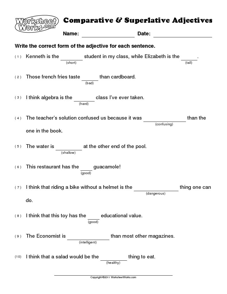 Worksheet Works Comparative and Superlative Adjectives 2 | PDF ...