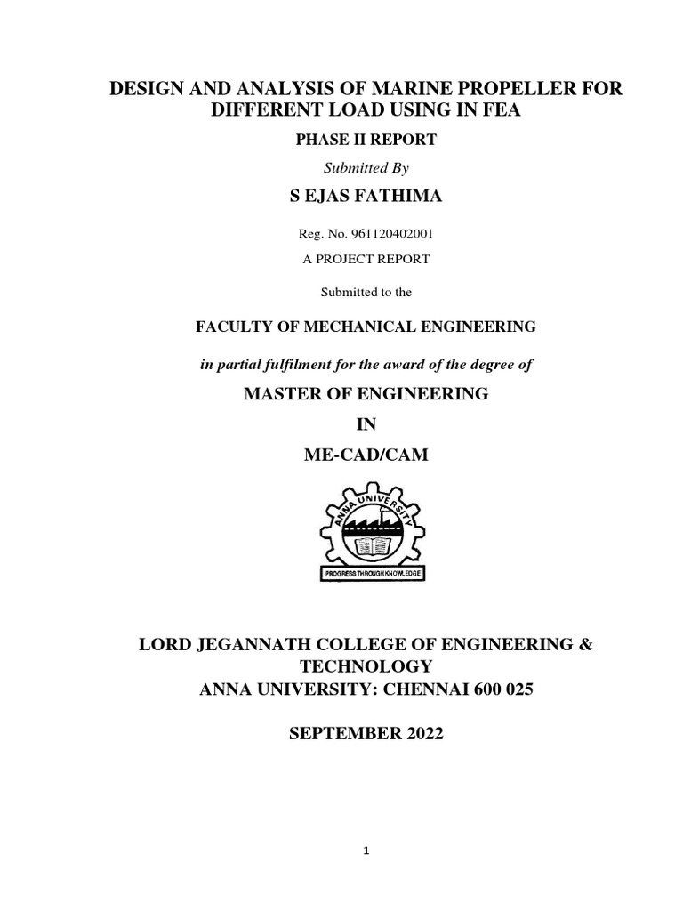 Design and Analysis of Marine Propeller For Different Load Using Fea | Download Free PDF ...