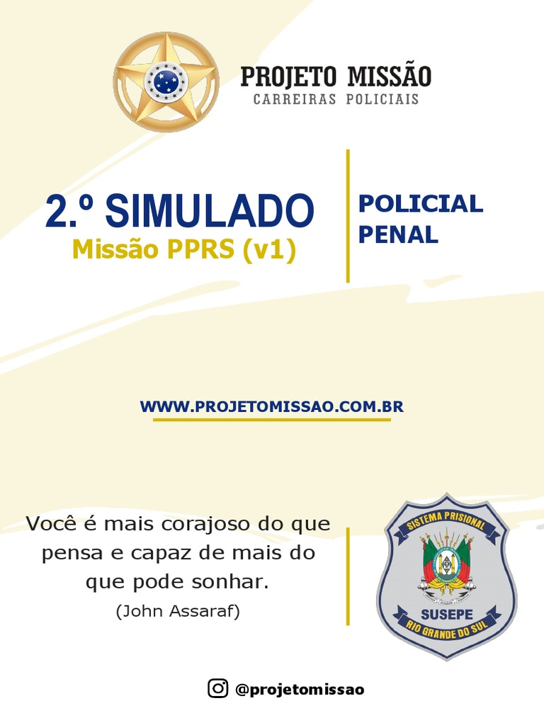 02-Simulado Missao PPRS V1 | PDF | Direito Penal | Microsoft Windows
