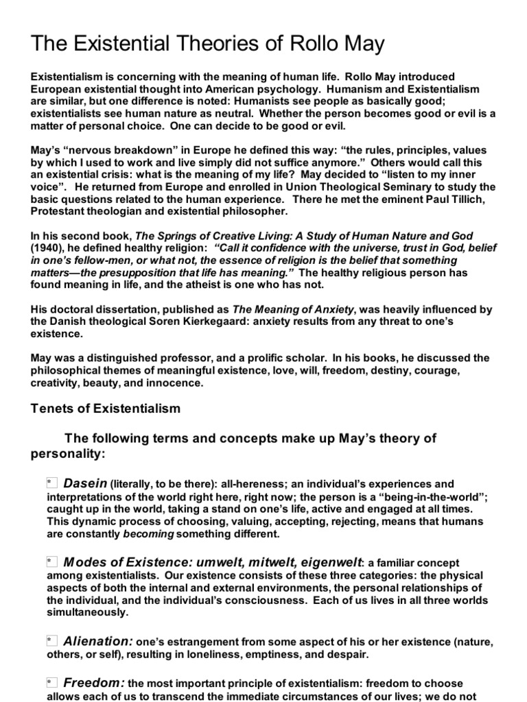 The Existential Theories of Rollo May | PDF | Existentialism | Anxiety