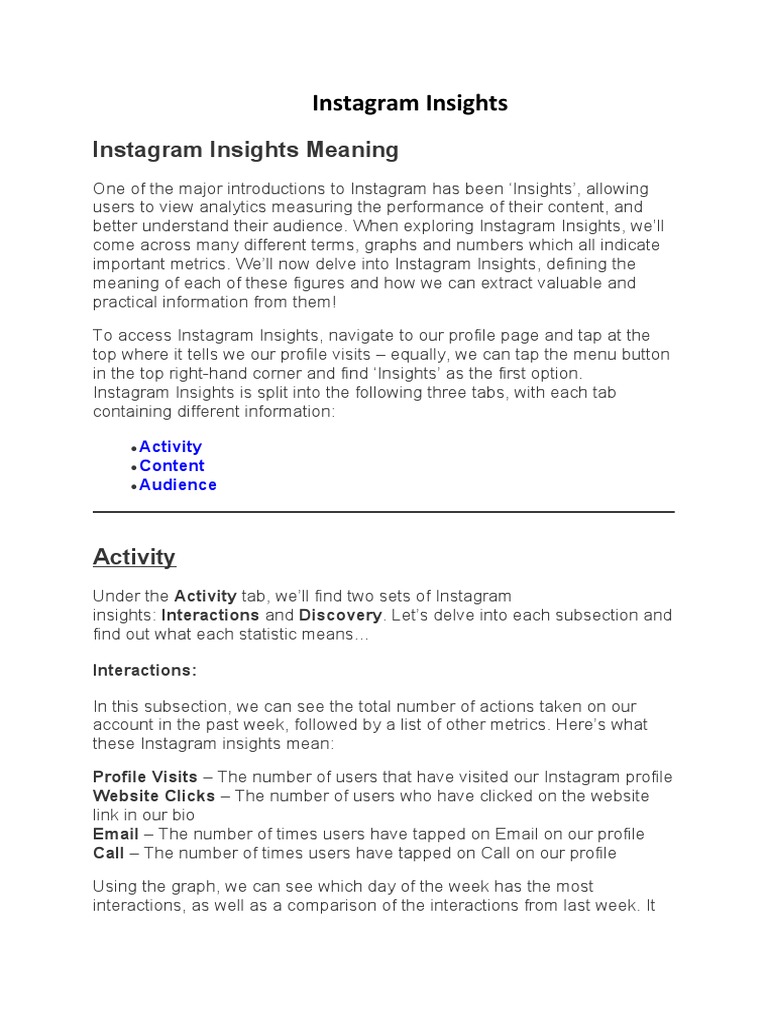 Instagram Insights | Download Free PDF | Communication | Cyberspace