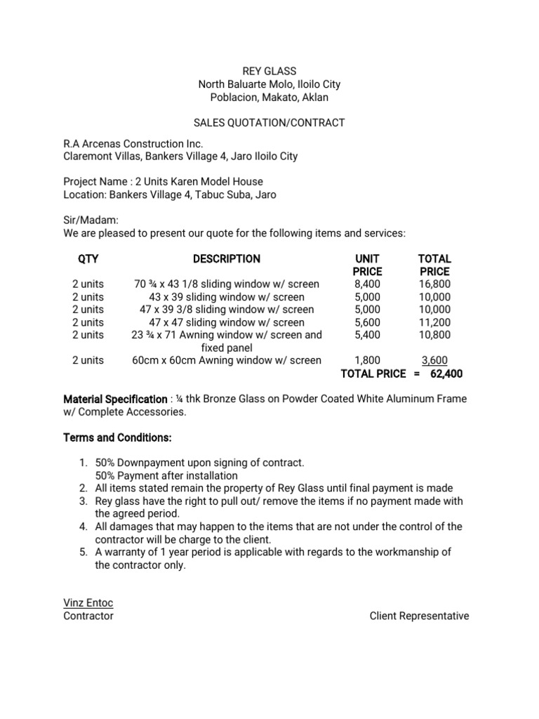 Glass Contract | PDF