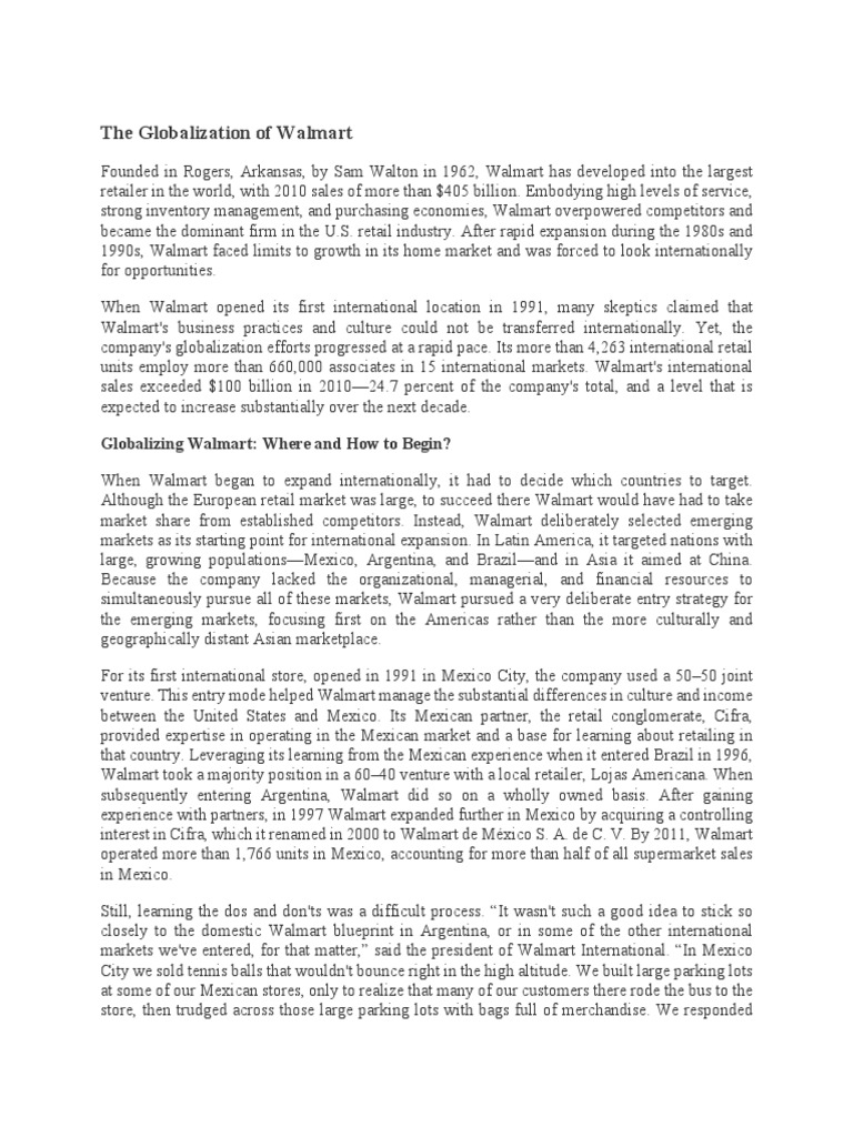 The Globalization of Walmart - Case Study | PDF | Walmart | Retail