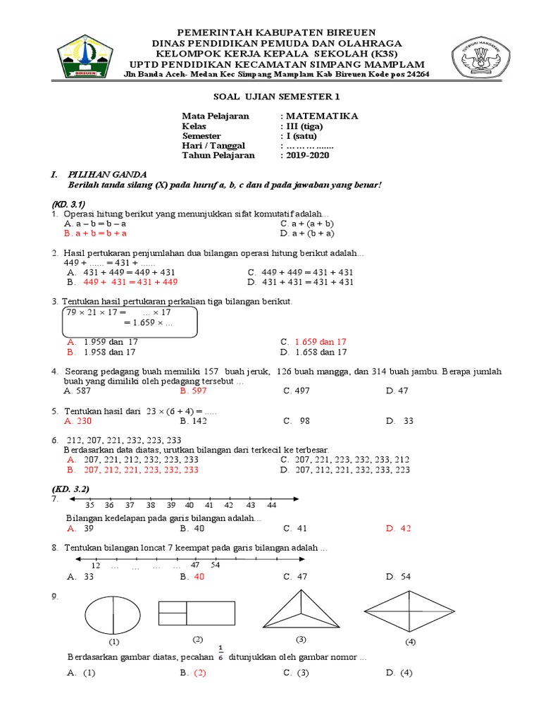 Soal PAS Matematika Kelas 3 | PDF