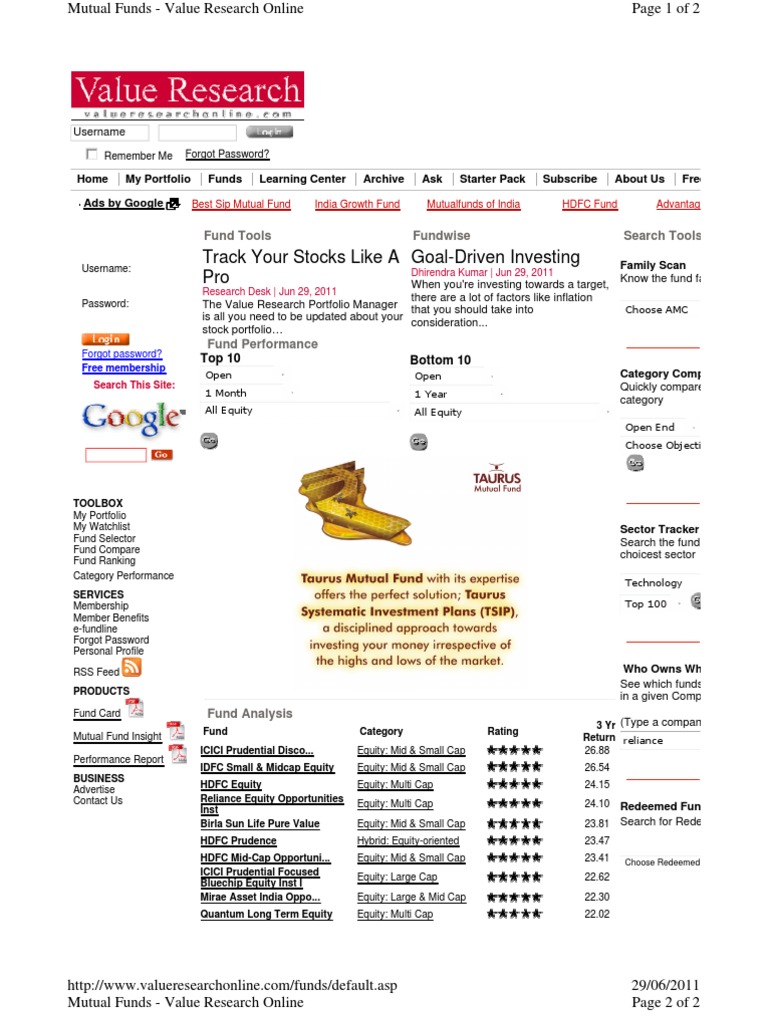 HTTP WWW - Valueresearchonline.com Funds Default | PDF | Mutual Funds ...