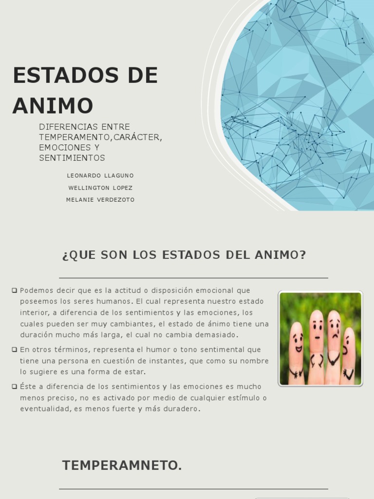 Diferencias entre estados de ánimo, temperamento, carácter, emociones y ...