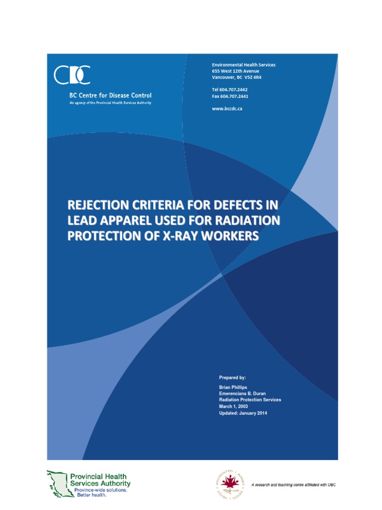Lead Apparel Defect Rejection Criteria | PDF | Radiation Protection ...