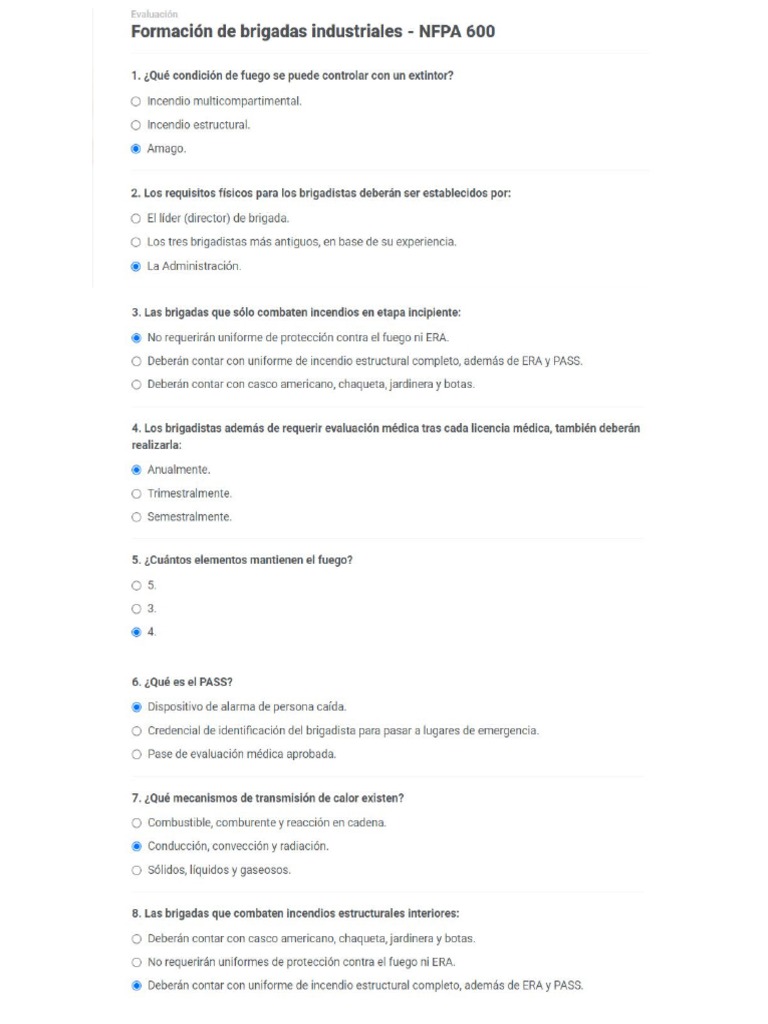 Formación de Brigadas Industriales - NFPA 600 | PDF