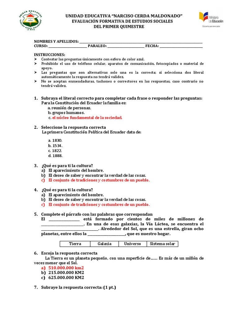 Cuestionarios Eess Octavo Ebg | PDF | Agricultura | Universo