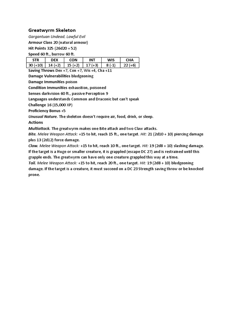 Greatwyrm Skeleton | PDF | Games & Activities