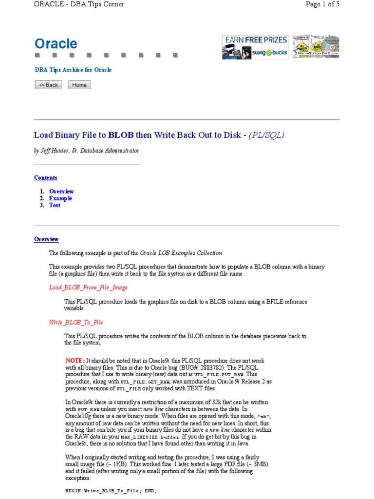 Blob Data Load | PDF | Oracle Database | Pl/Sql