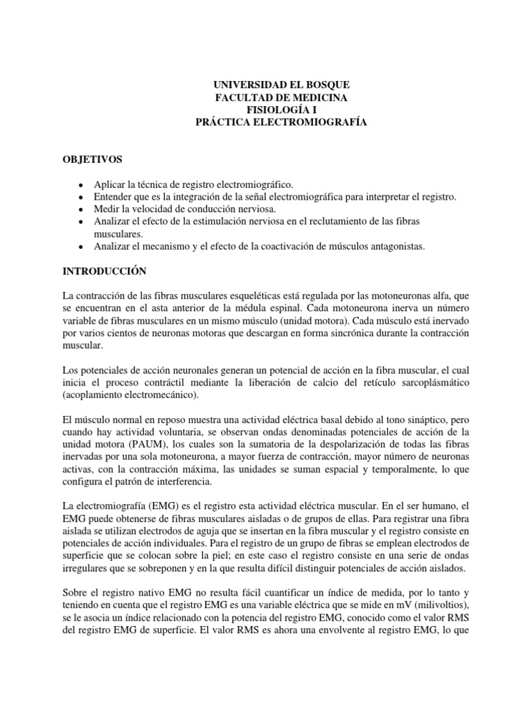 Guía Laboratorio Electromiografia | PDF | Electromiografia | Nervio