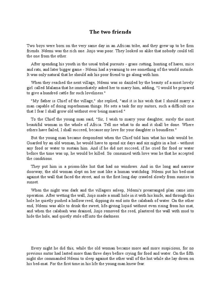 The Two Friends - Folktale | PDF