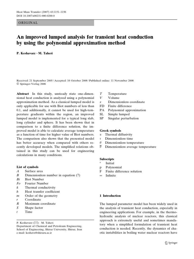 7.an Improved Lumped Analysis For Transient Heat Conduction | PDF ...