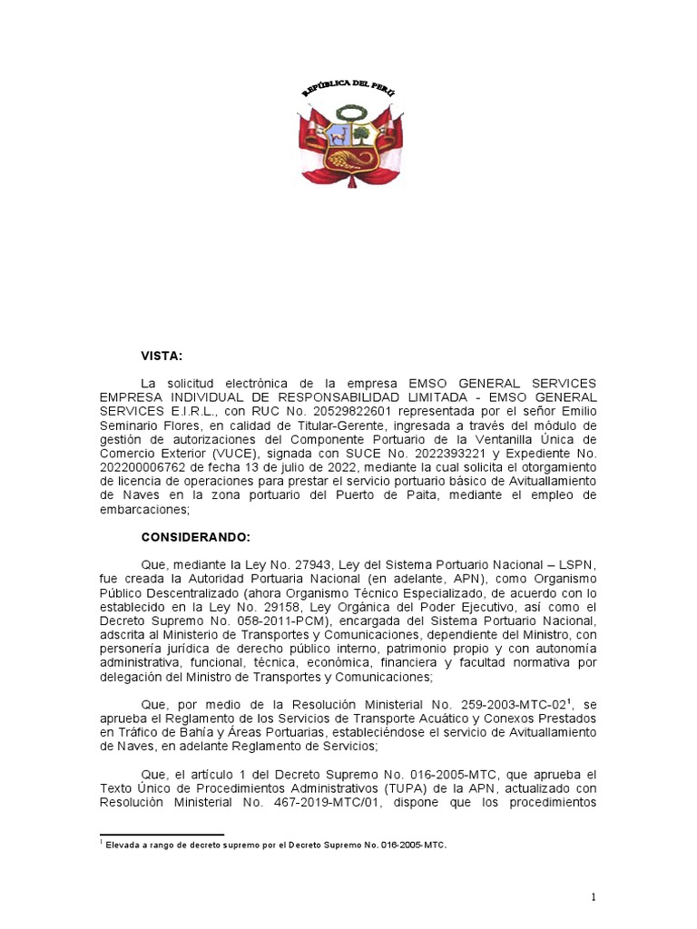 RGG Emso General Services Avituallamiento Ves Uajm | PDF | Póliza de ...