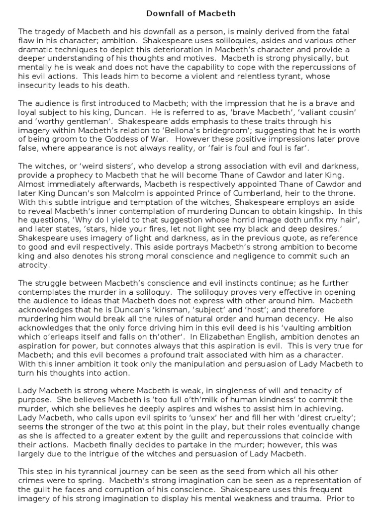 Downfall of Macbeth | PDF | Macbeth | Tragedy Plays