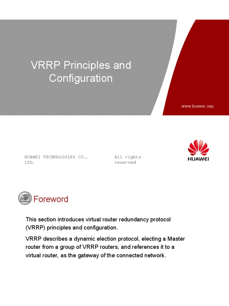 VRRP Configuration Guide for Huawei | PDF | Internet Protocols | Router ...