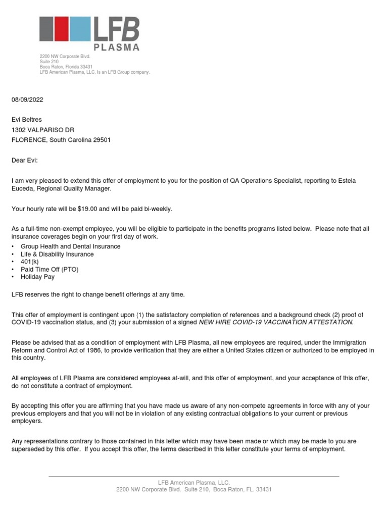 Offer | PDF | Employment | Labor