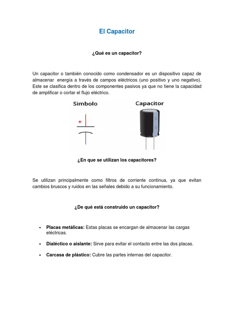 Capacitor: Funcionamiento y Usos Esenciales | PDF