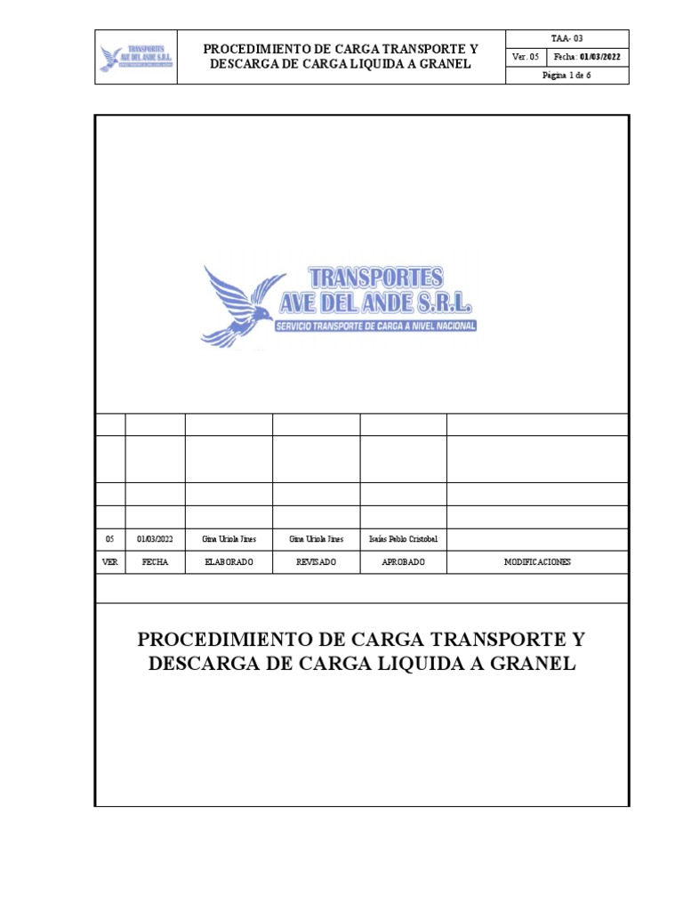 Procedimiento de Transporte de Carga Líquida | PDF | Transporte