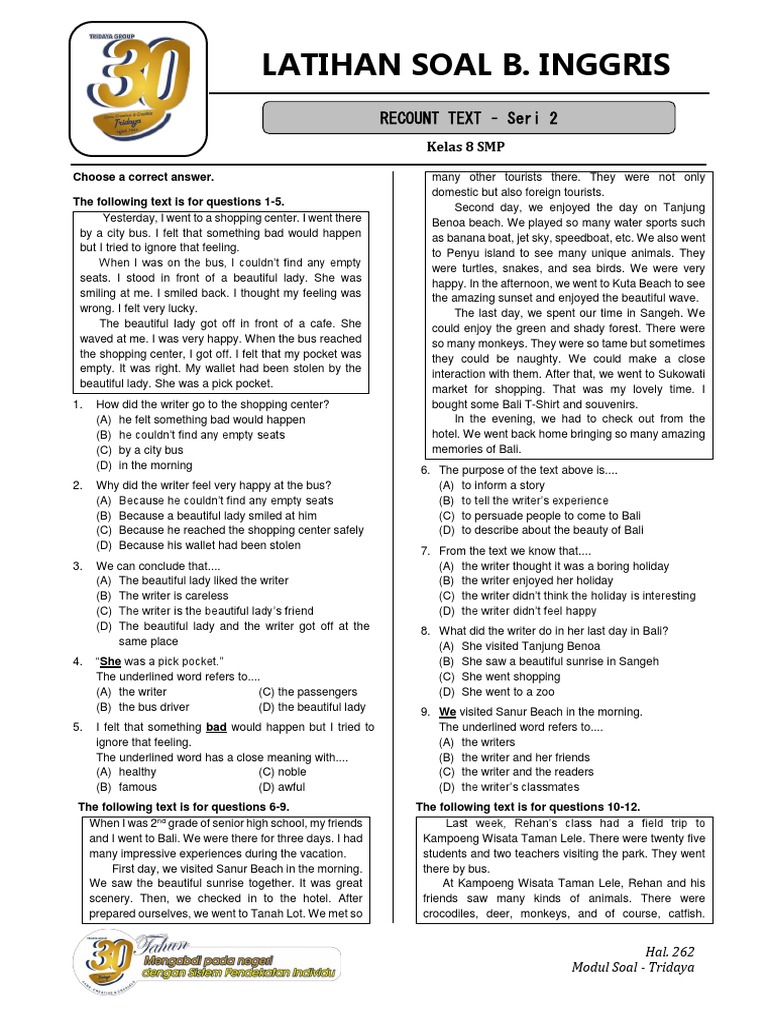 ENG - 8 SMP - I-2 - Recount Text Seri 2 Fix BGT | PDF