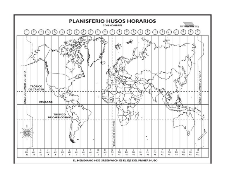Mapa Husos Horarios | PDF