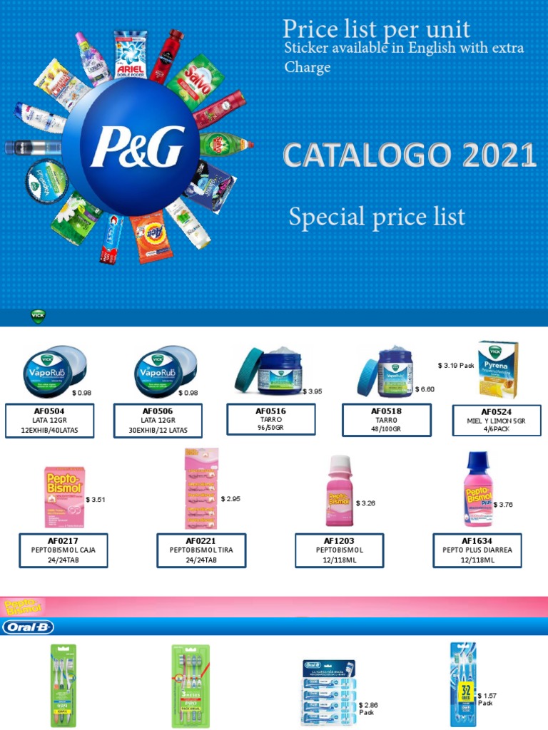 P&G Unit Price Catalogue 2021 | PDF | Toiletry | Personal Hygiene Products