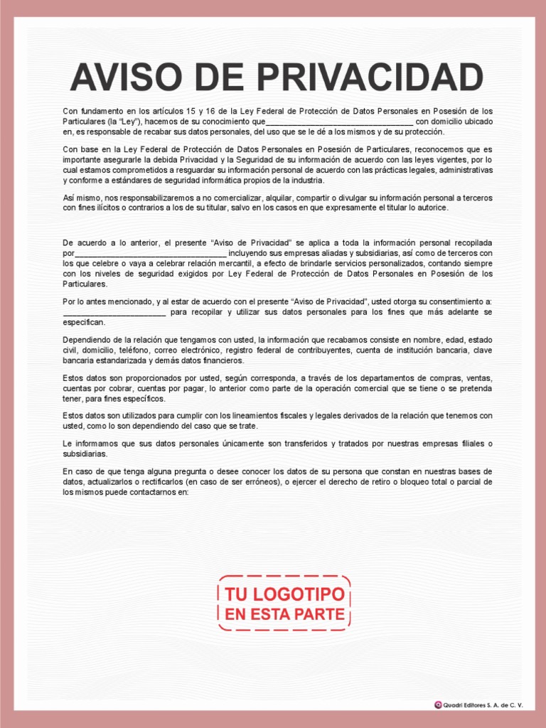 Aviso de Privacidad MX | PDF | Privacidad de la información | Privacidad