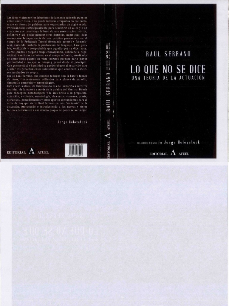 Lo Que No Se Dice - Una Teoría de La Actuación - Raul Serrano ...