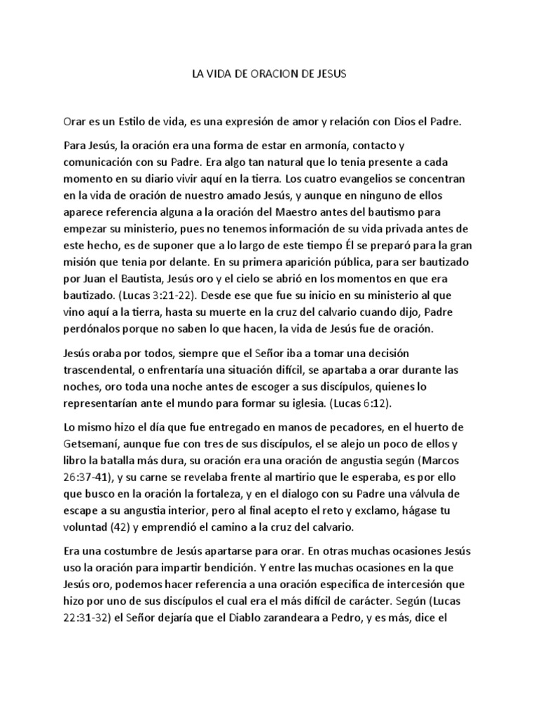 La Vida de Oracion de Jesus | PDF | Oración | Jesús
