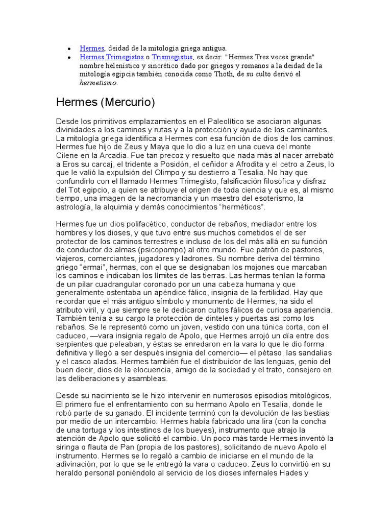 Hermes | PDF | Hermenéutica | Hermes Trismegisto