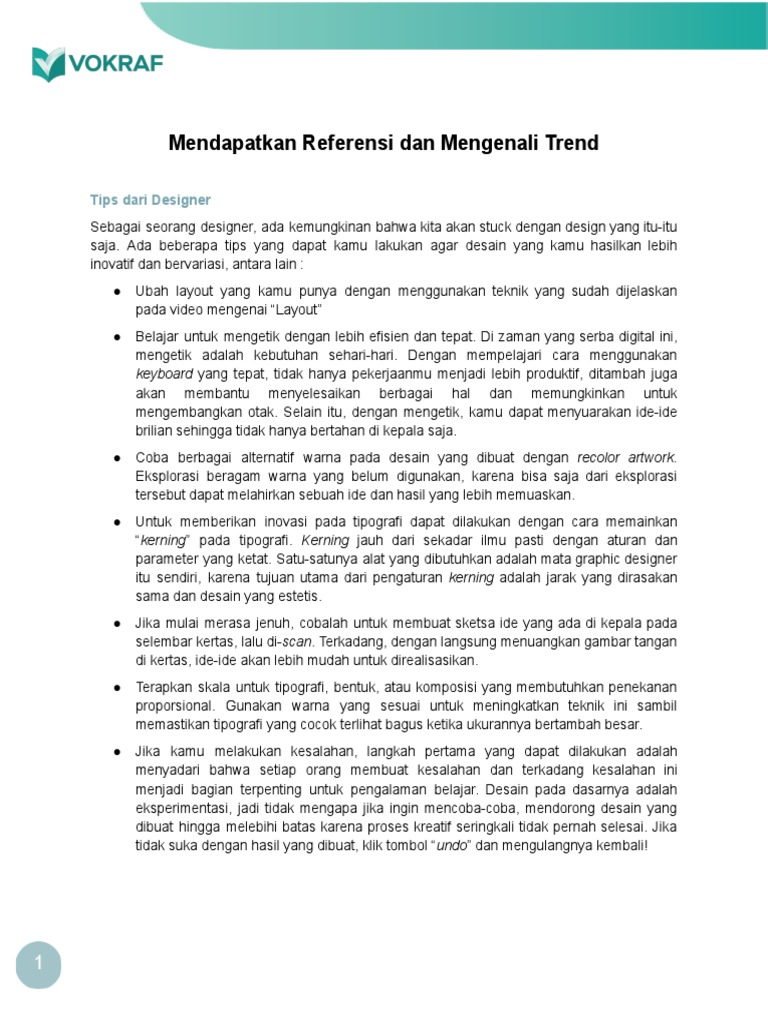 Graphic Designer - Mendapatkan Referensi Dan Mengenali Trend | PDF
