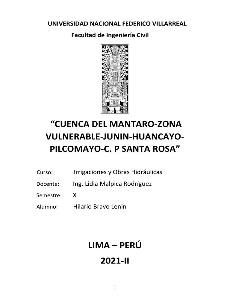 Informe de Zona Vulnerable - RIO MANTARO | PDF | Riesgo | El niño